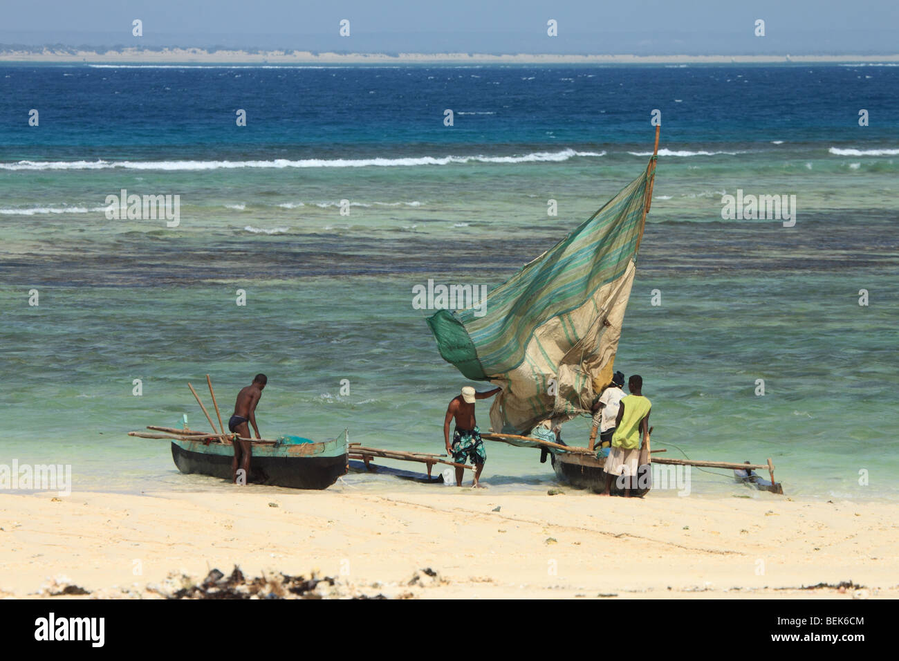 Pirogues on the beach at Nosy Ve, Anakao, Madagascar Stock Photo - Alamy