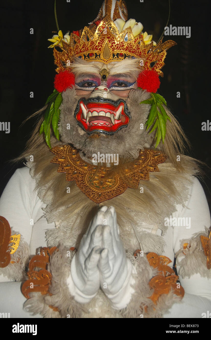Hanuman monkey dancer at a Barong dance performance in Ubud Bali Stock ...