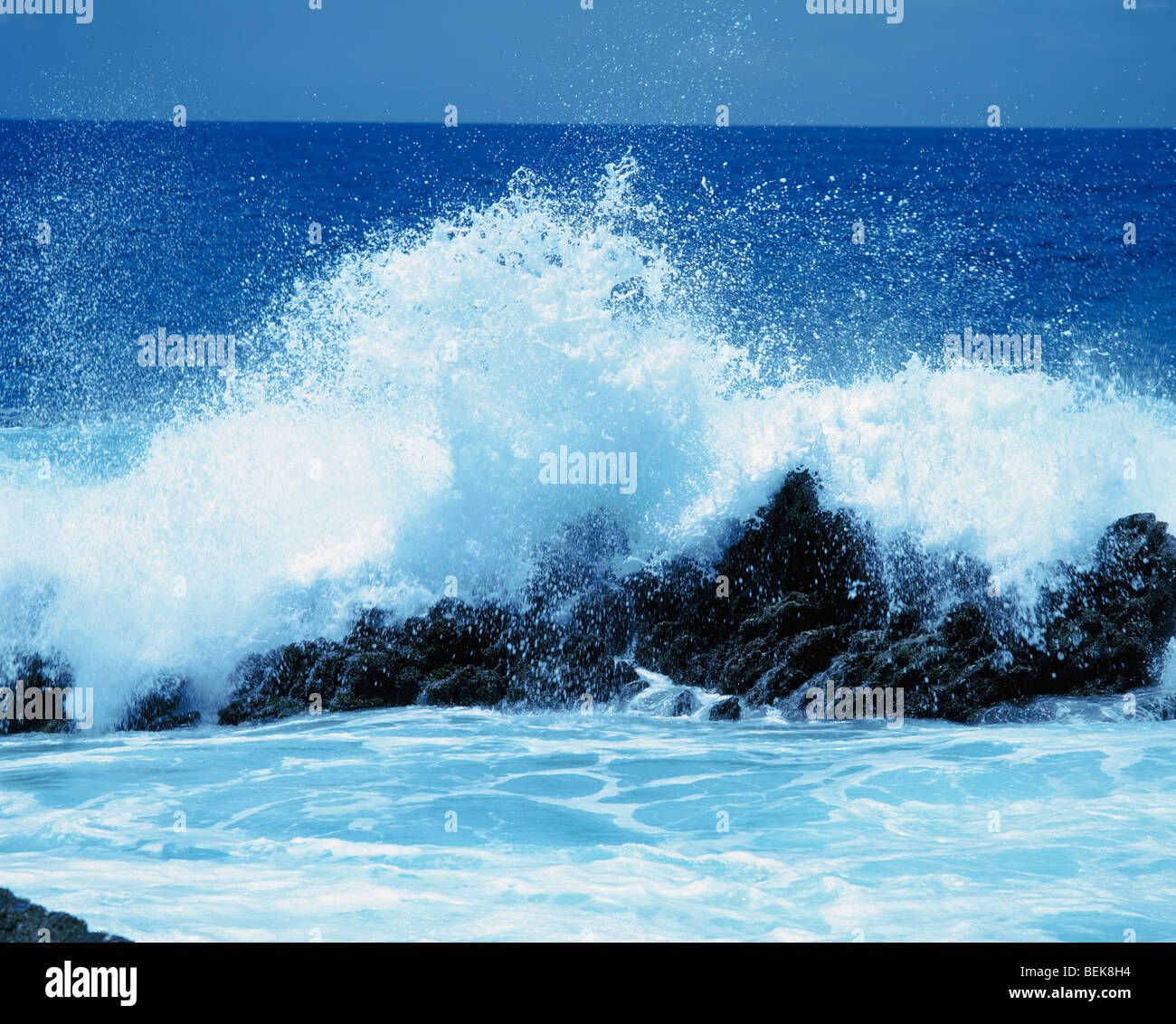 Wave splashing over a rock in Ibusuki, Kagoshima Prefecture, Japan ...