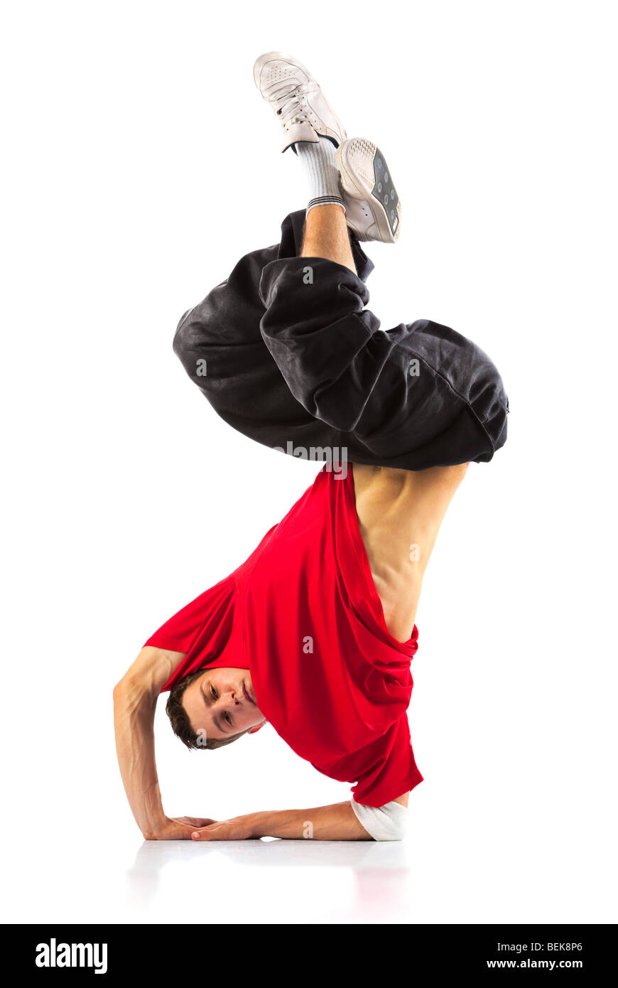 Young man modern dance. Isolated on white Stock Photo - Alamy