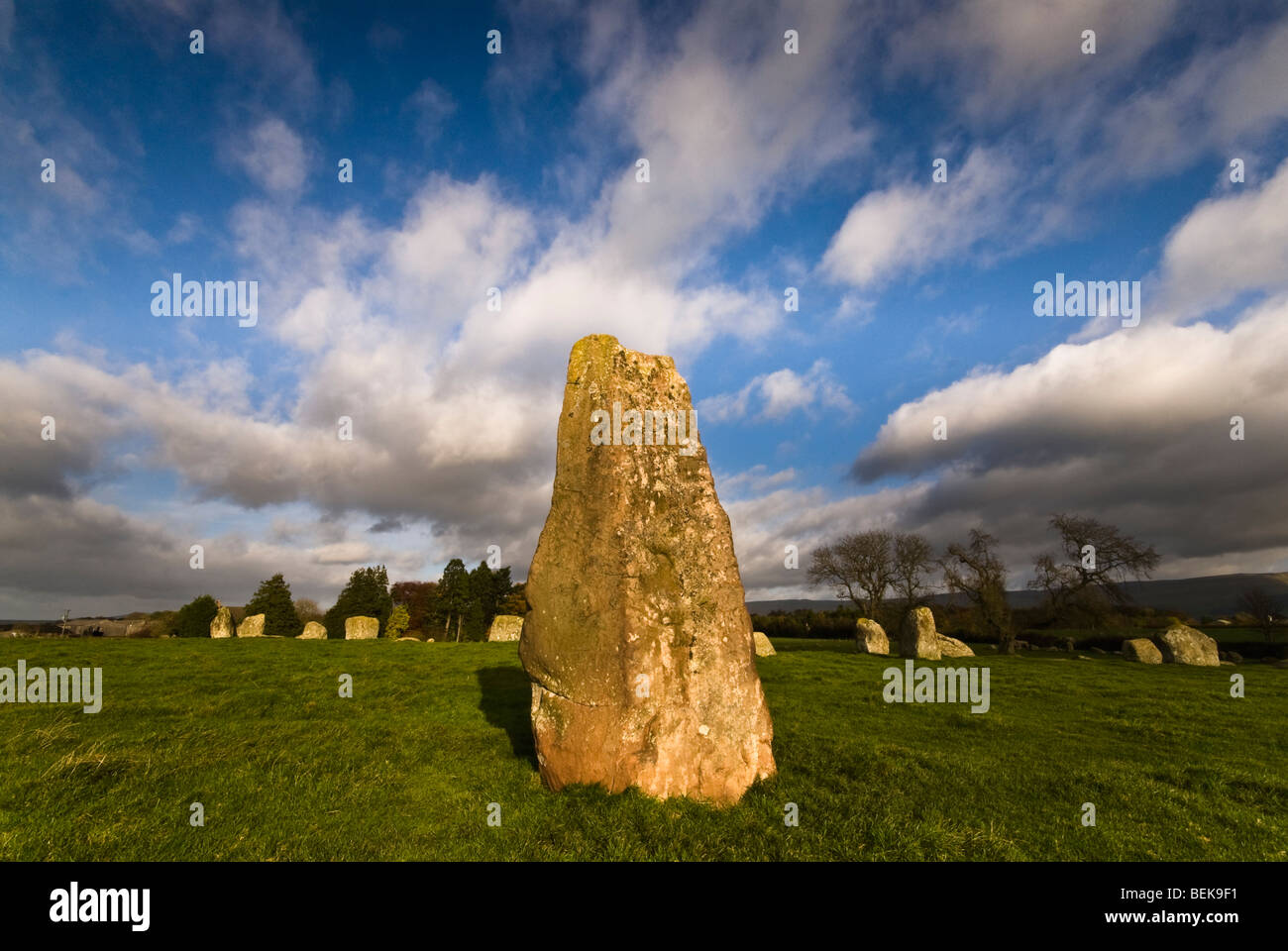 Long Meg and her Daughters at Little Salkeld, Cumbria, UK, England. The ...