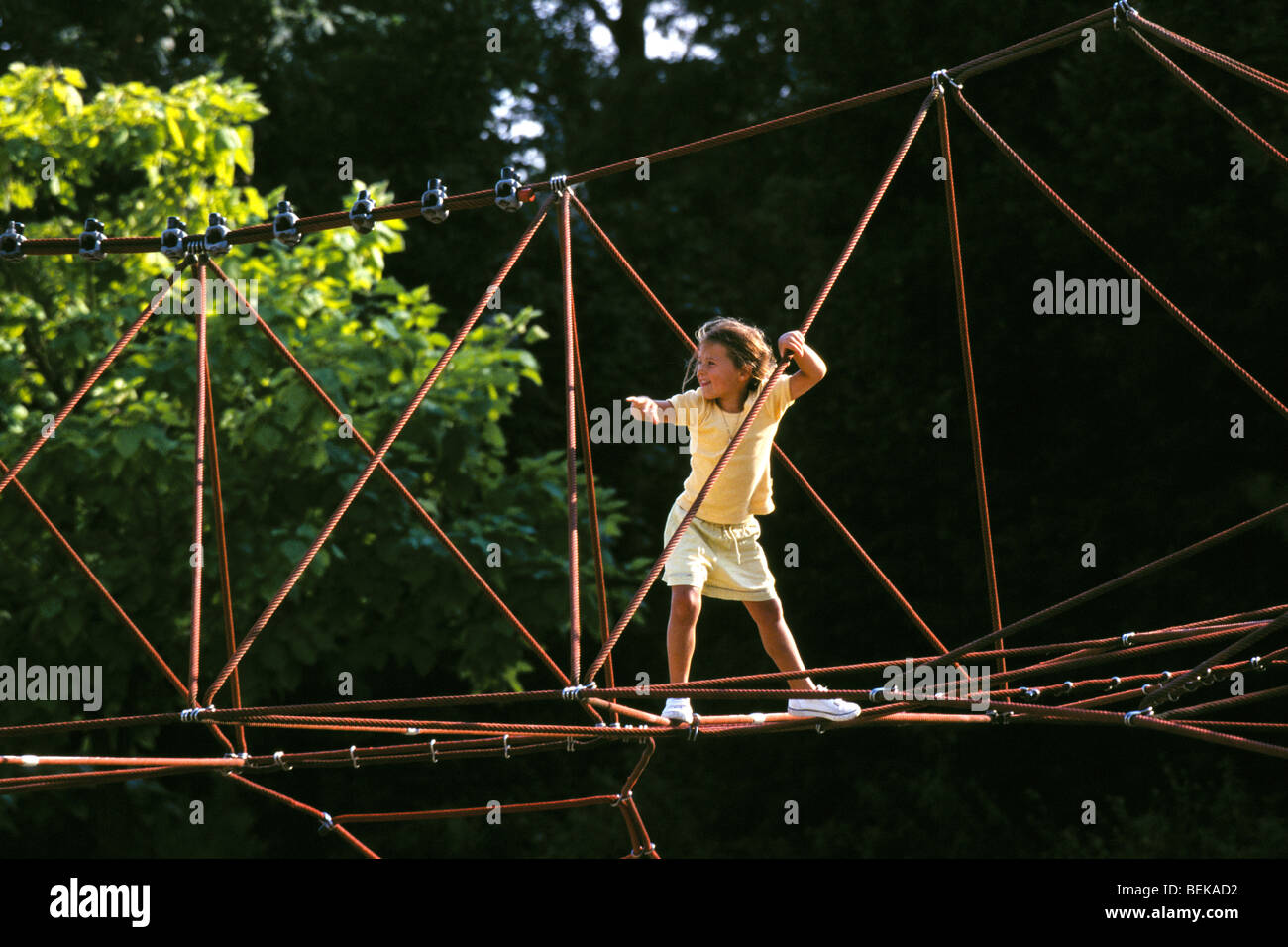 Child crossing rope bridge hi-res stock photography and images - Alamy