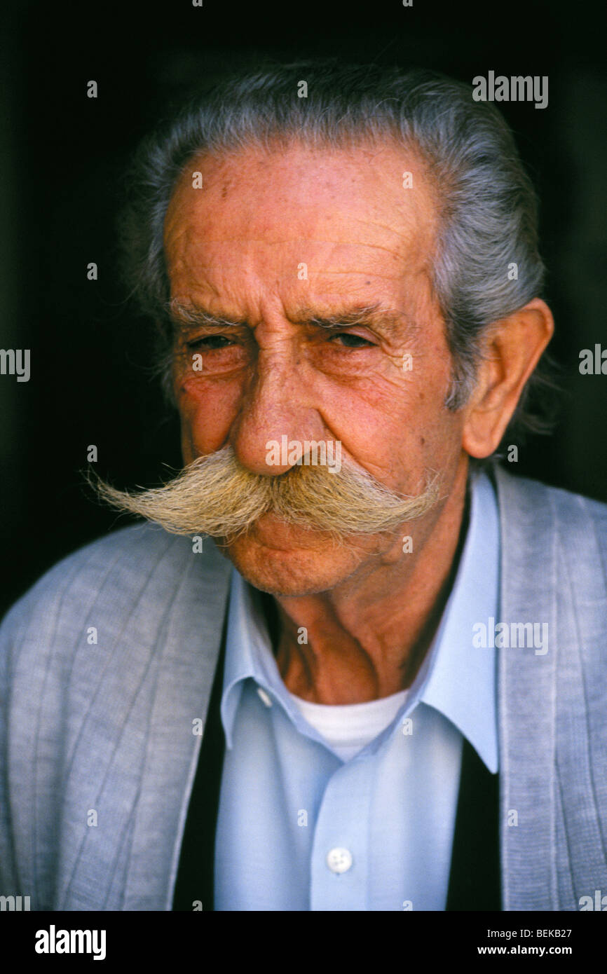 Portrait of old Greek man with moustache, Greece Stock Photo - Alamy