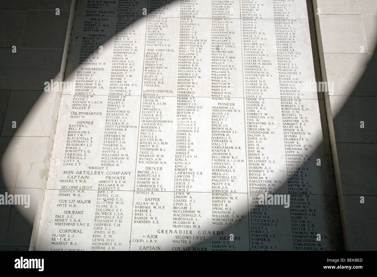 Menin Gate with the names of the fallen soldiers of WWI 14-18, Ypres ...