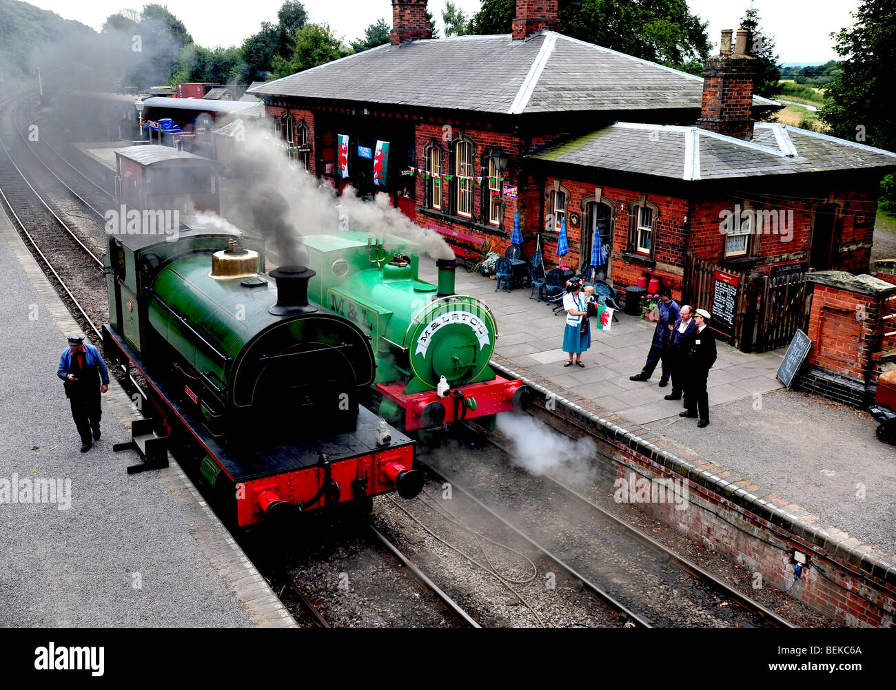 Steam trains in Shackerstone Railway station Stock Photo - Alamy