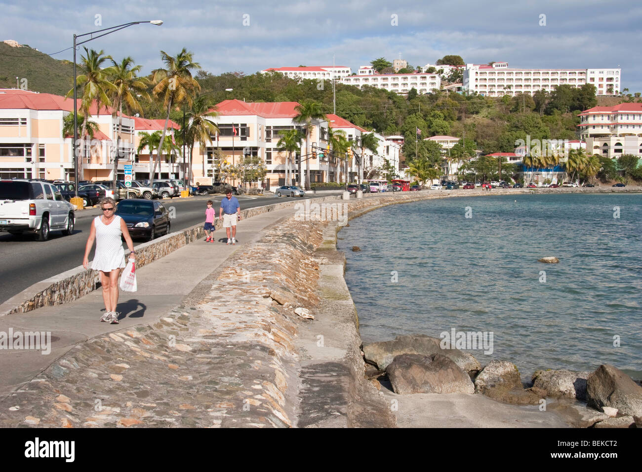 Veterans Drive and the Harbor Strand at Charlotte Amalie, USVI Stock ...