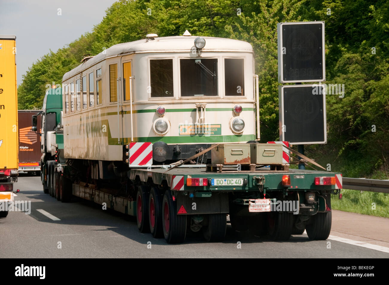 German Tram on lorry near Osterburken Bavaria Germany Europe Stock ...