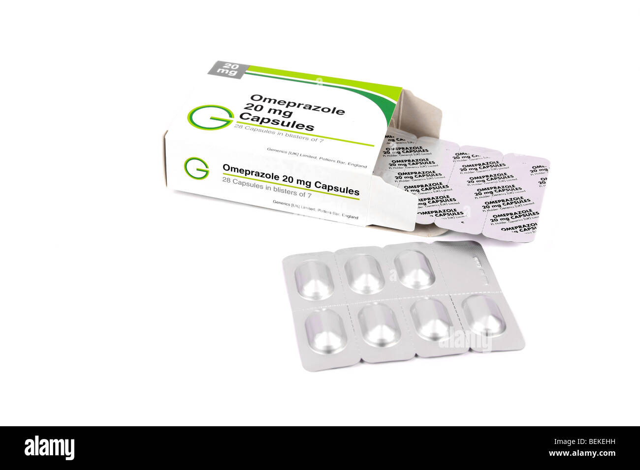 Box and blister packs of Omeprazole Gastro-Resistant Capsules used to ...