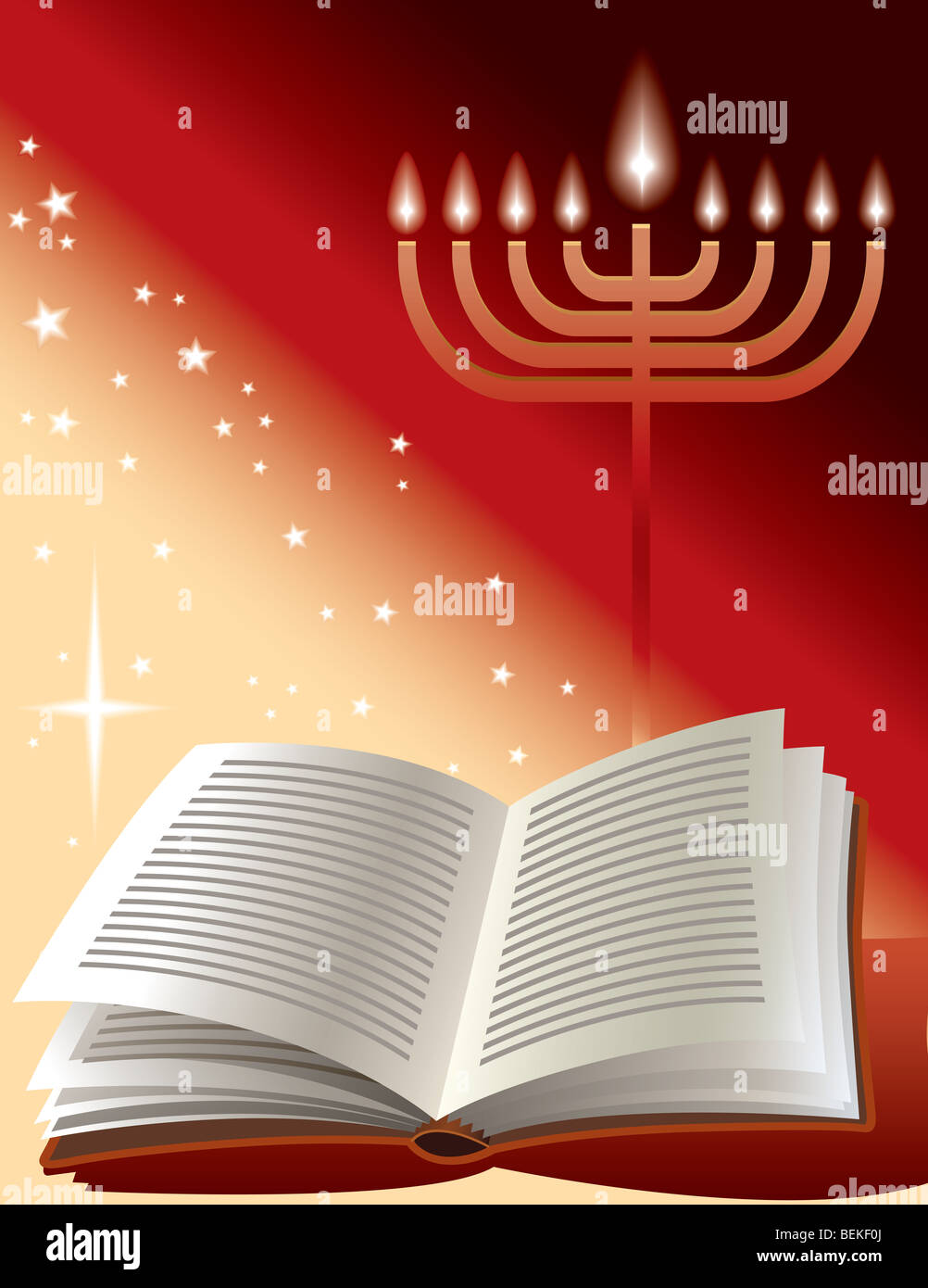 Jewish holiday: menorah, book and sunshine Stock Photo - Alamy
