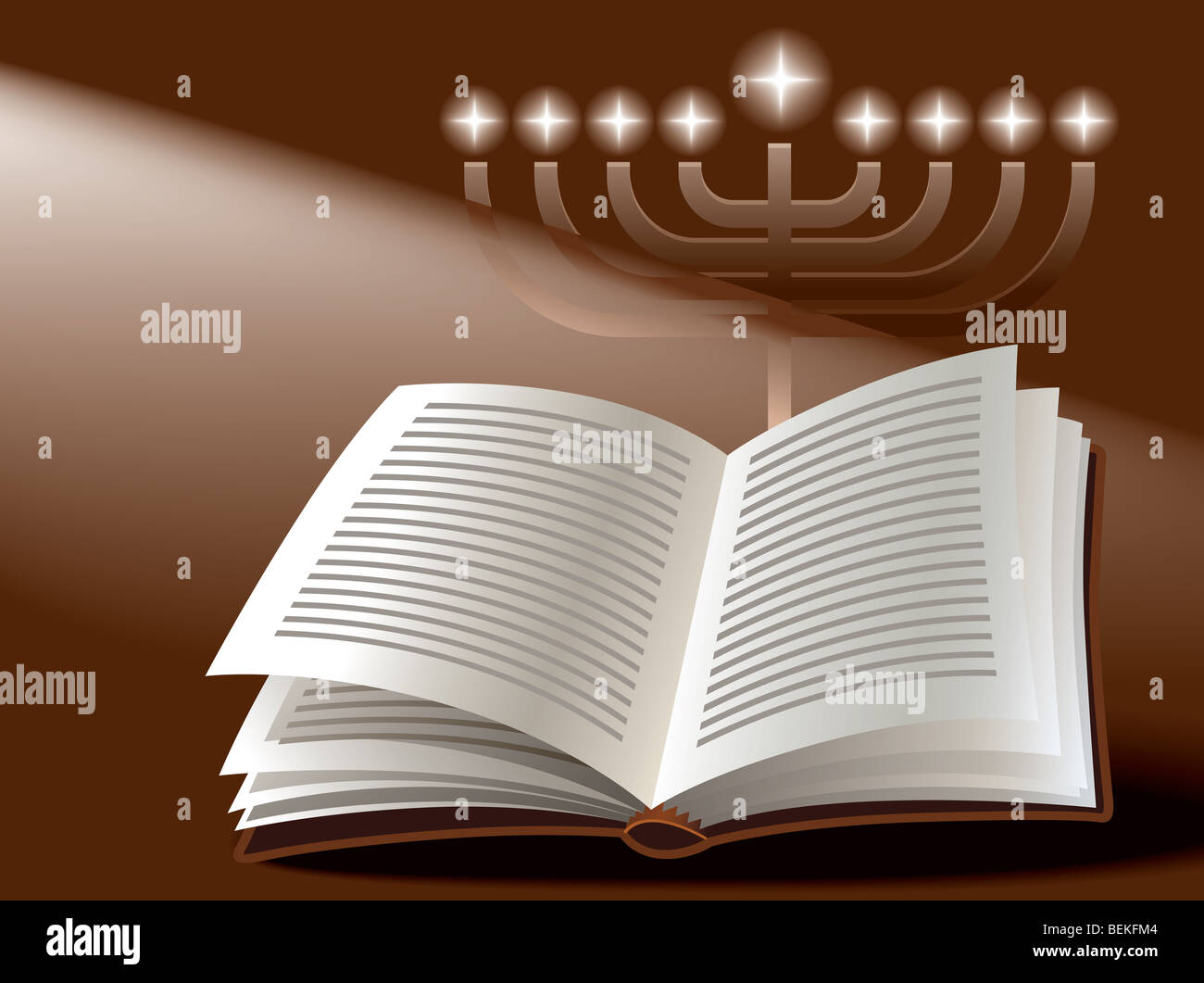 Jewish holiday: menorah, book and sunshine Stock Photo - Alamy