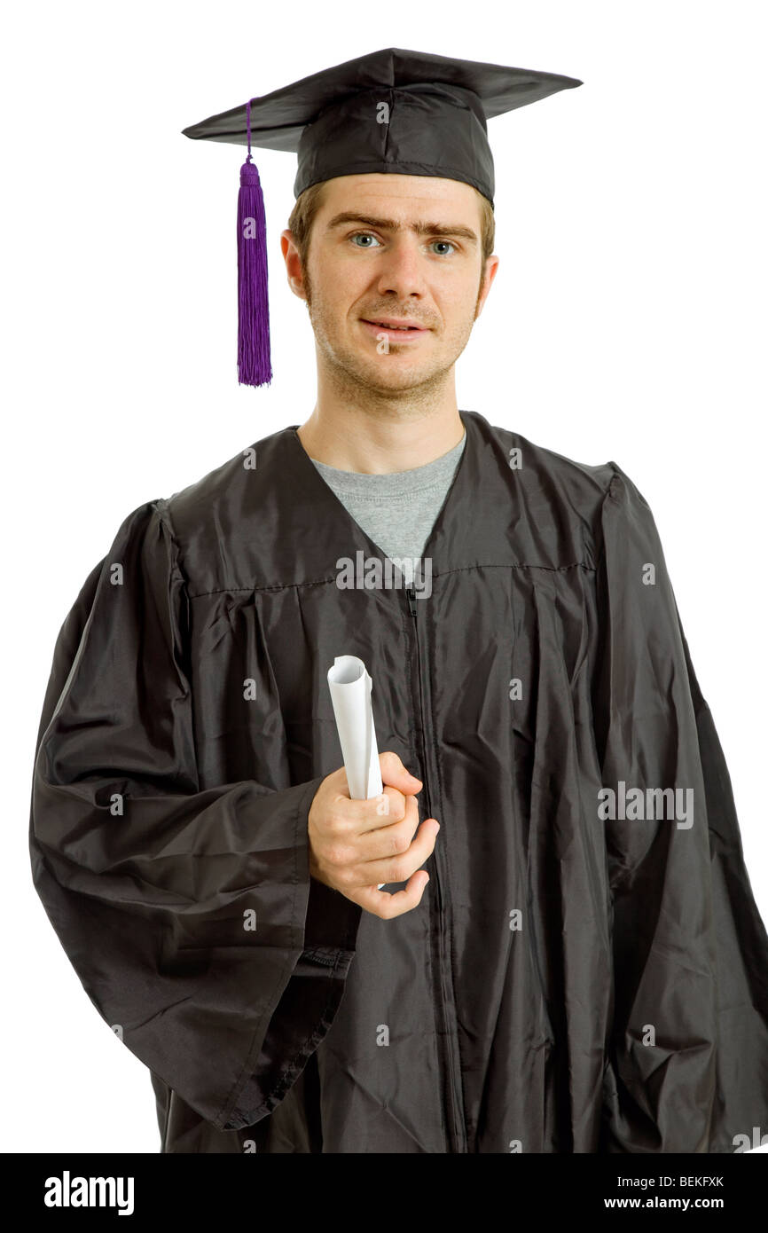 happy young man after his graduation, isolated on white Stock Photo - Alamy