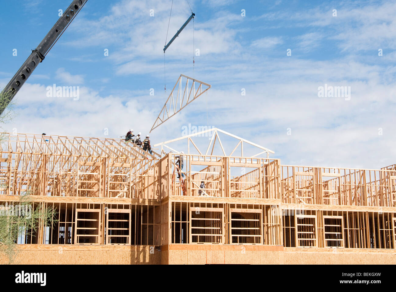 Roof truss lifting hi-res stock photography and images - Alamy