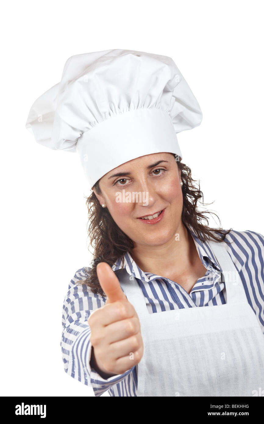 Attractive cook woman isolated on white background Stock Photo - Alamy