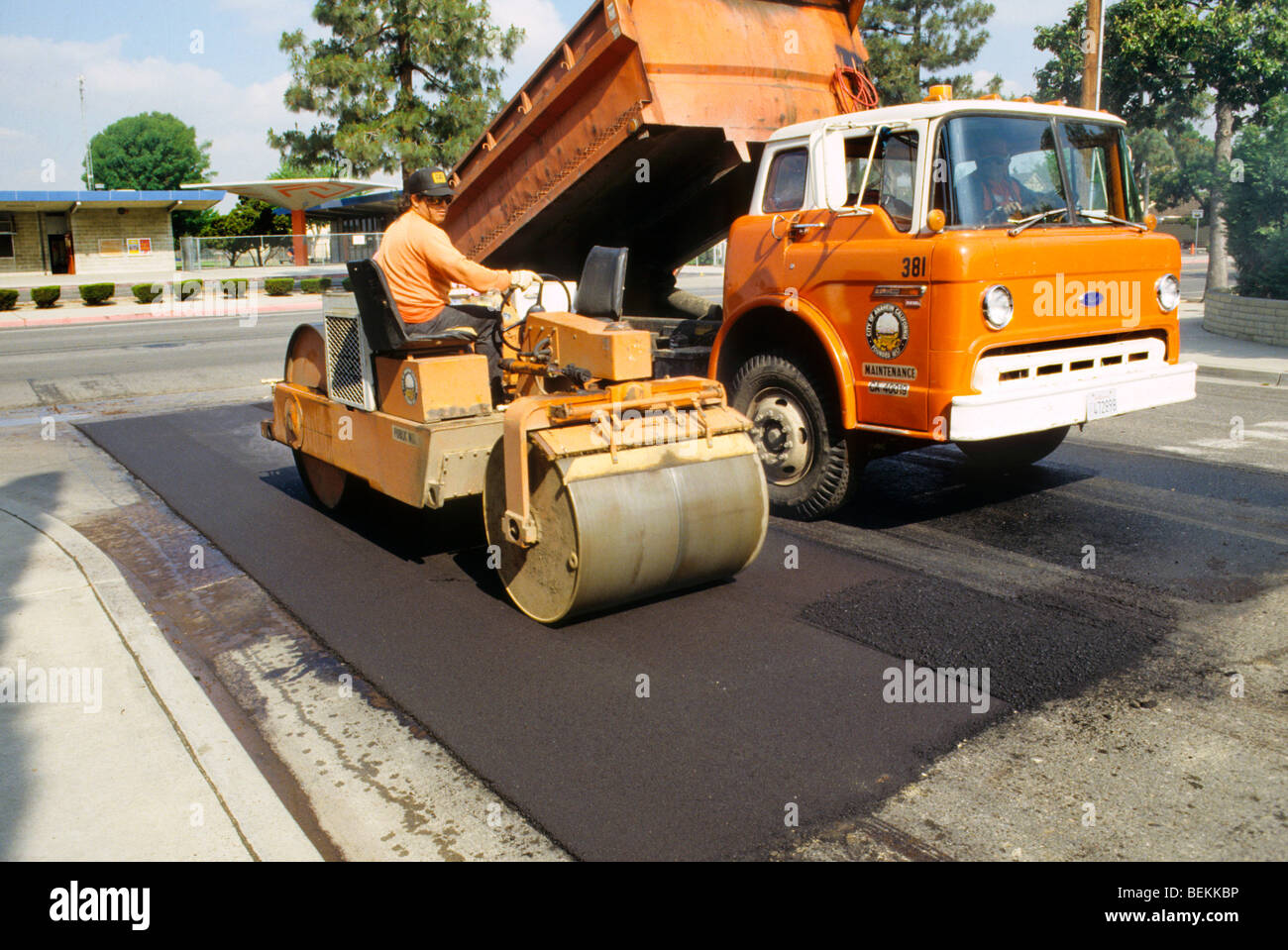 Construction workers build roads and concrete slab Stock Photo - Alamy
