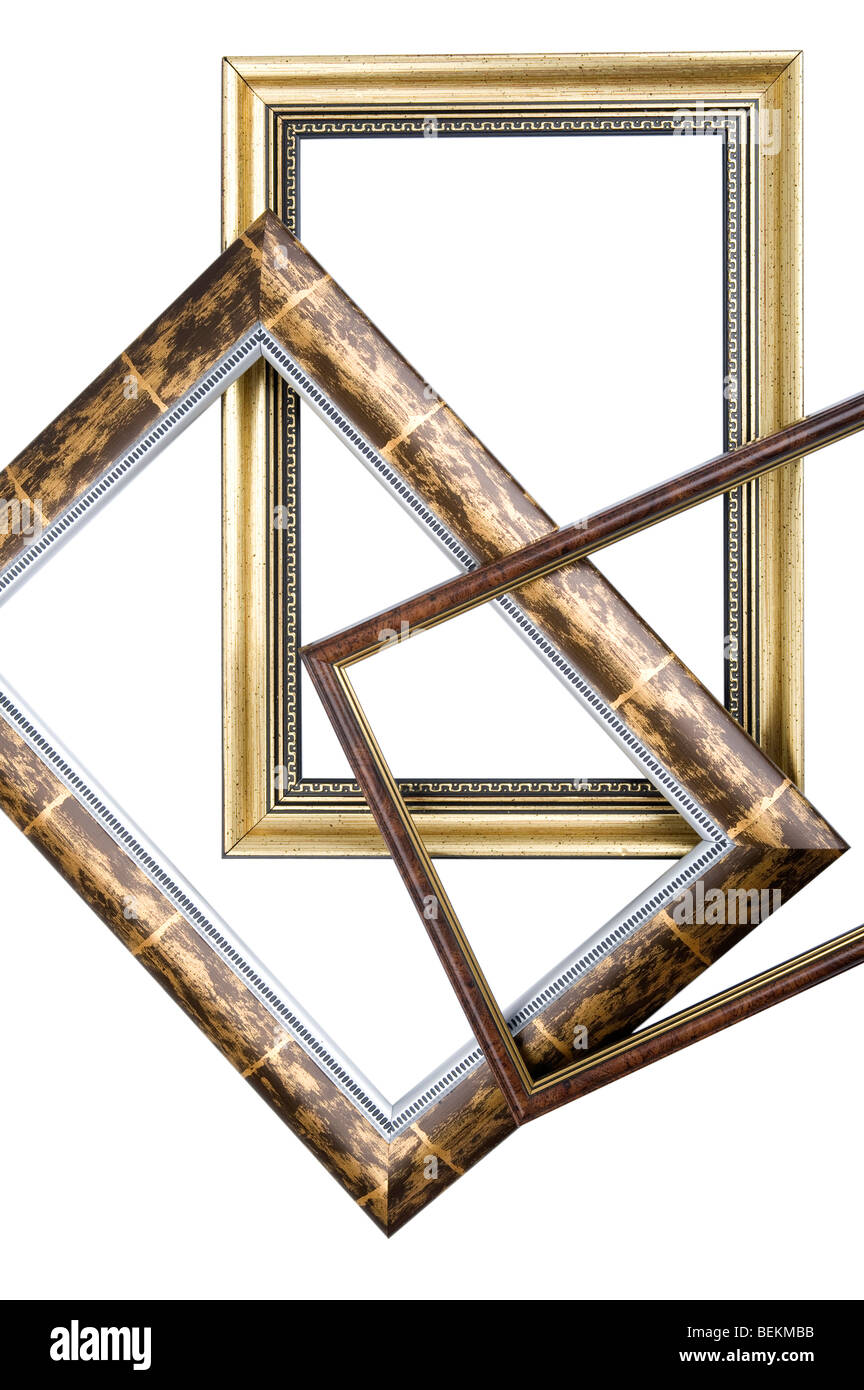 object on white - wooden picture frame Stock Photo - Alamy