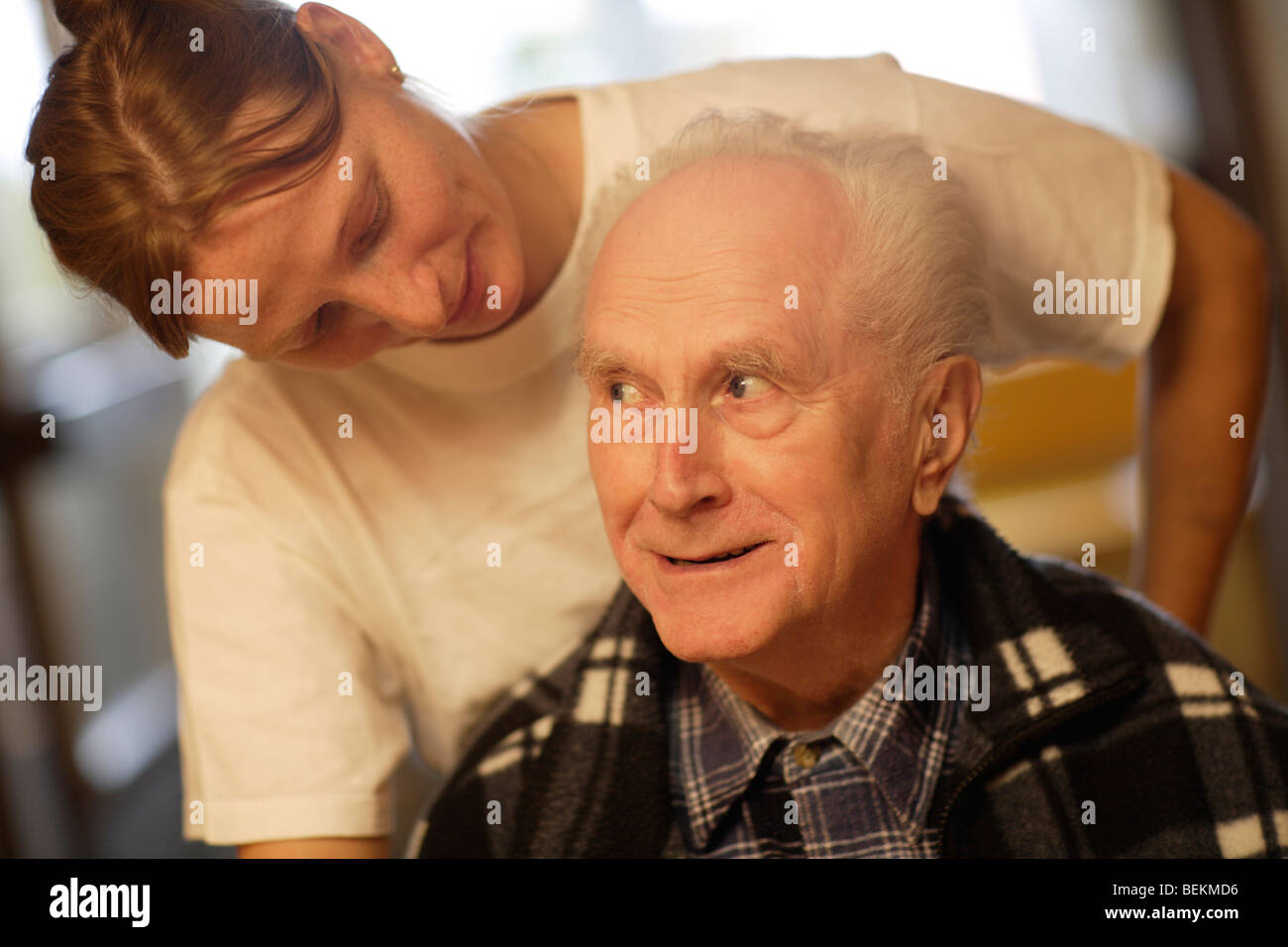 invalid man in wheelchair with female therapist Stock Photo - Alamy