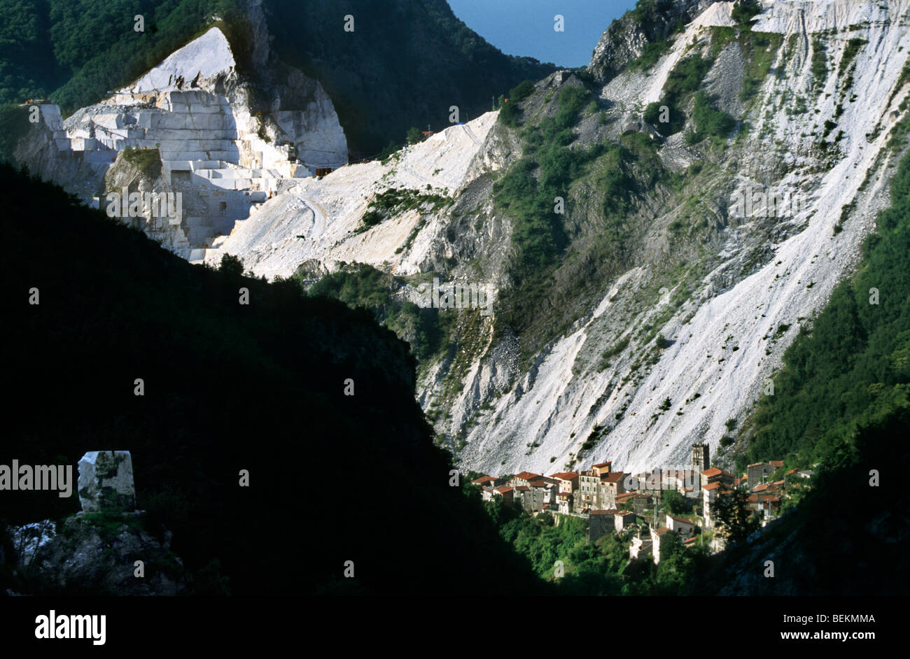 The village Colonnata with its marble-quarry, Carrara, Italy Stock ...