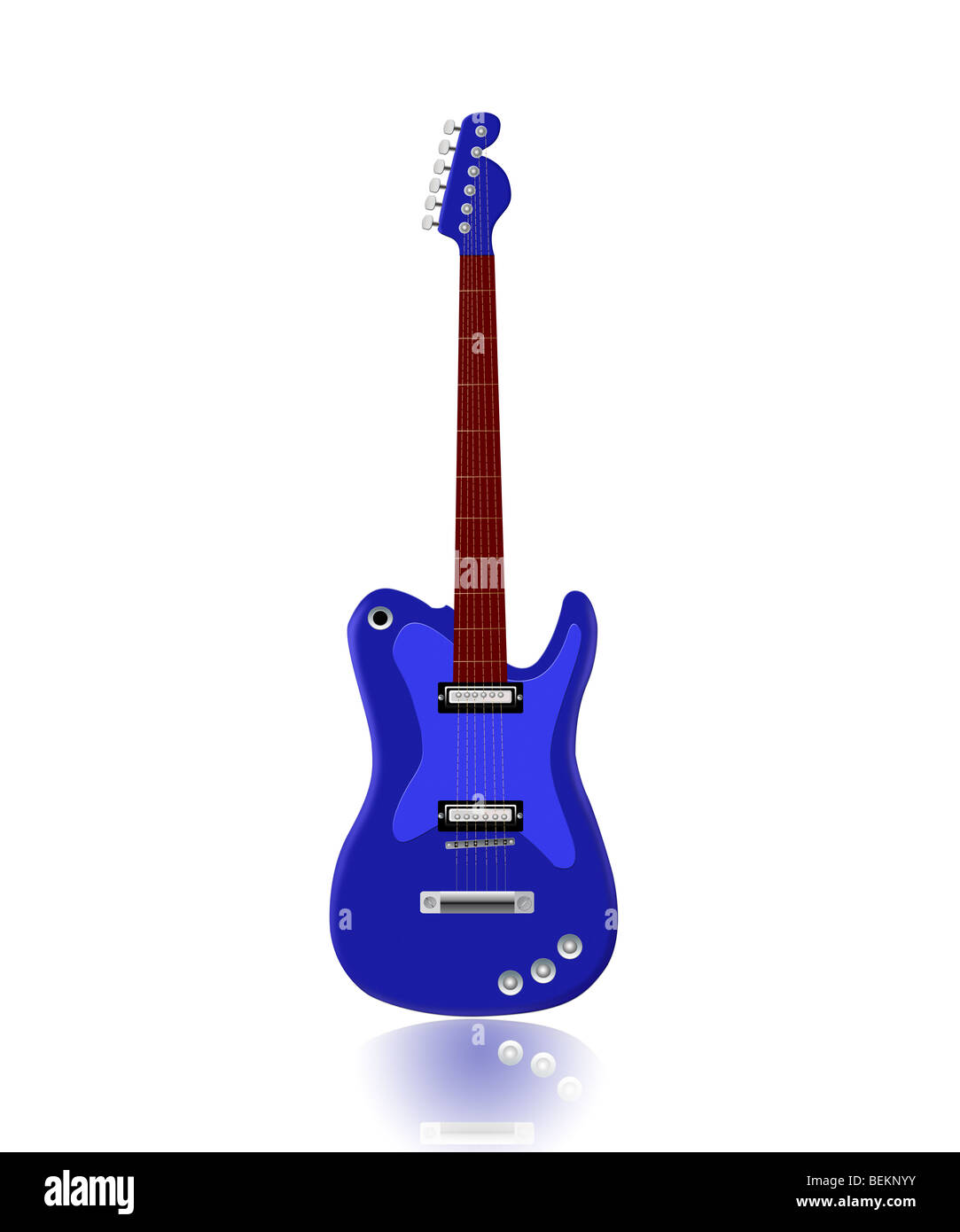 blue electric guitar isolated on white Stock Photo - Alamy