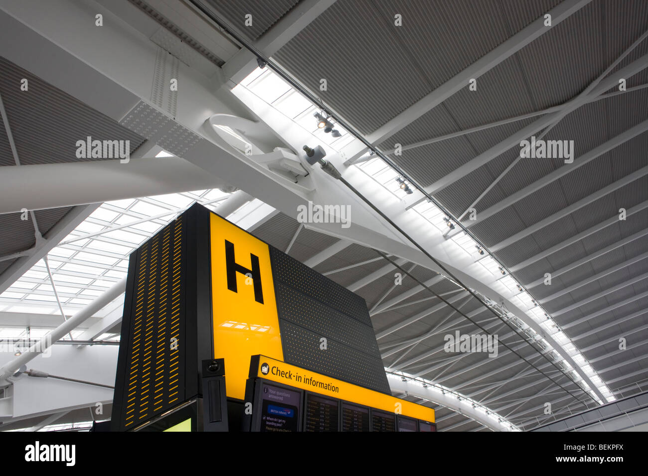 Seen from ground level we see one of the check-in zones and a giant ...