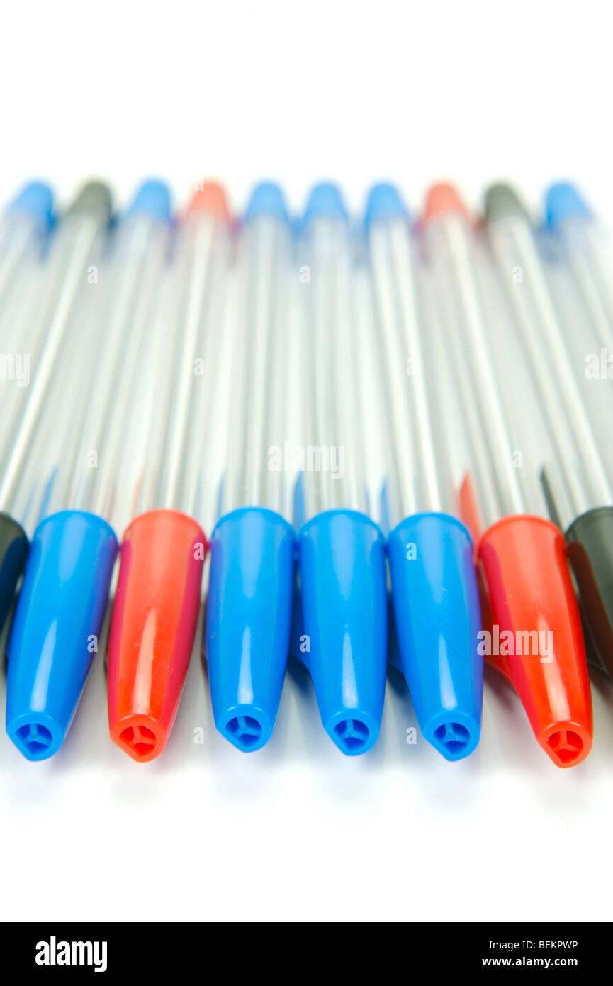Ball point pens isolated against a white background Stock Photo - Alamy