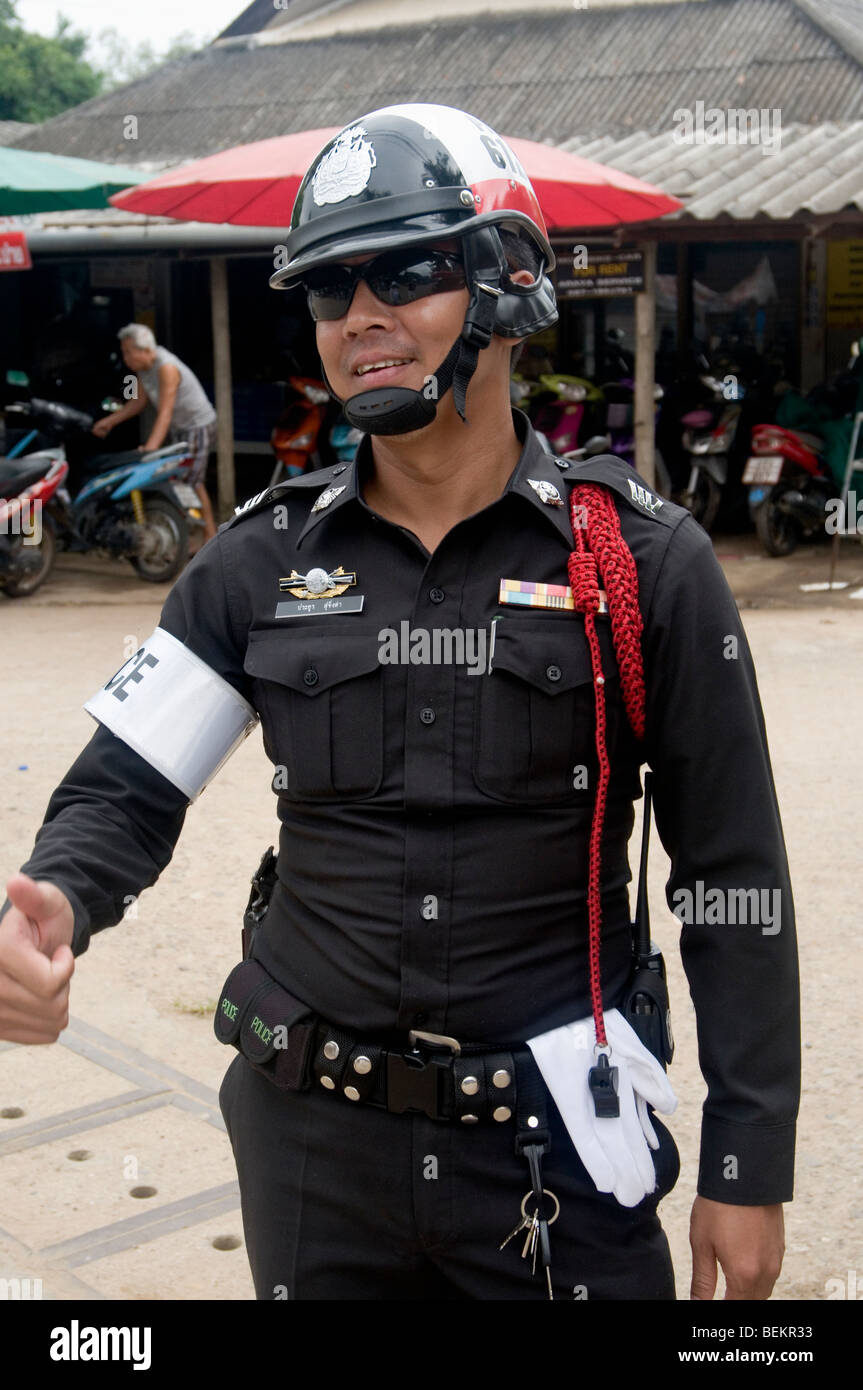 Policeman at Pai, northern Thailand Stock Photo - Alamy