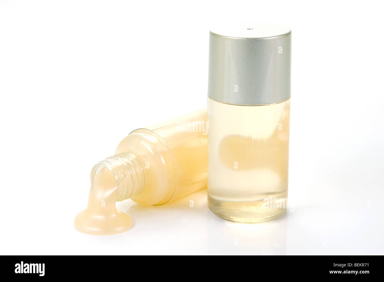 Miniature shampoo bottles isolated against a white background Stock ...