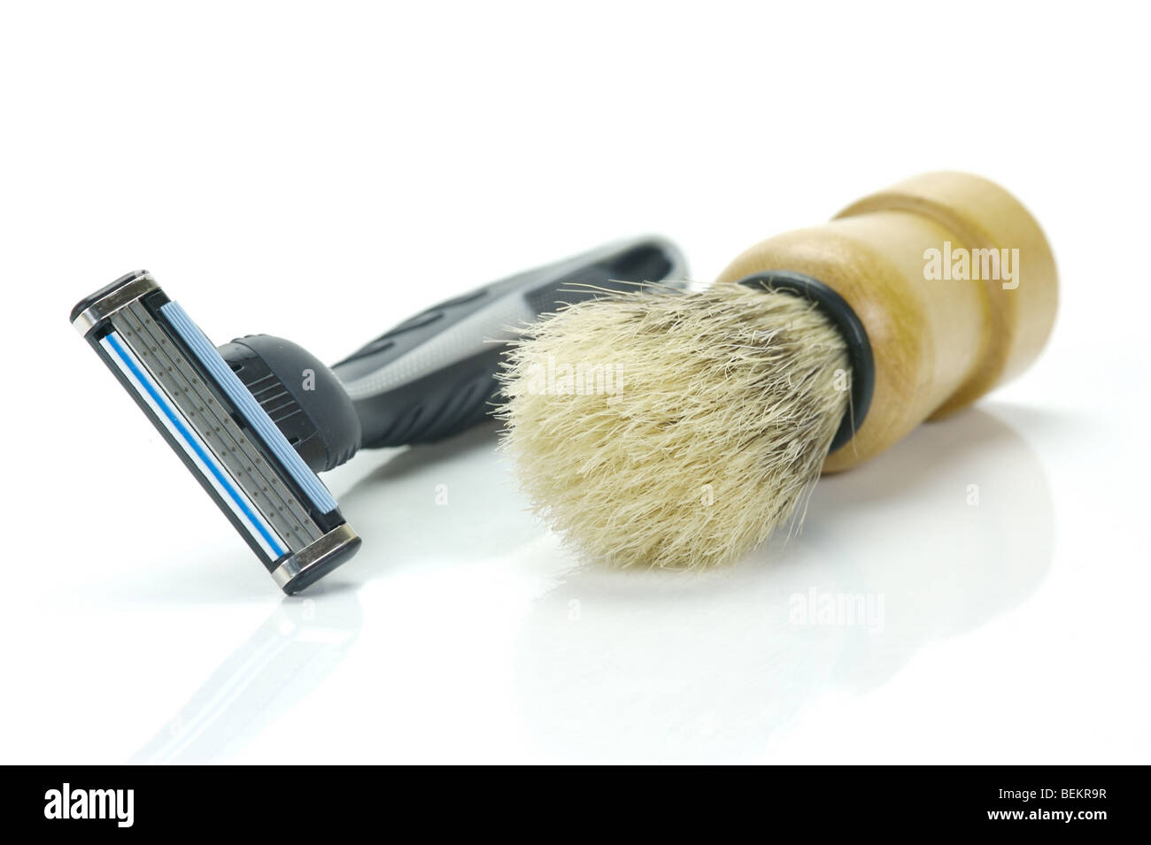 Shaving items isolated against a white background Stock Photo - Alamy