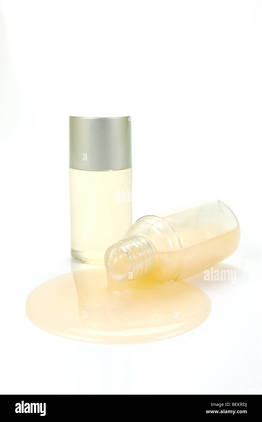 Miniature shampoo bottles isolated against a white background Stock ...