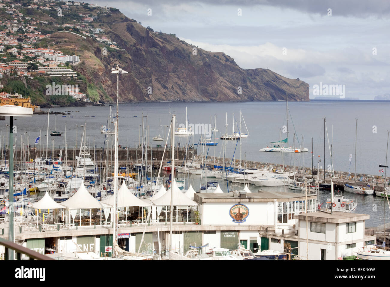 A view out over Funchal and its harbour area, Funchal, Madeira Stock ...