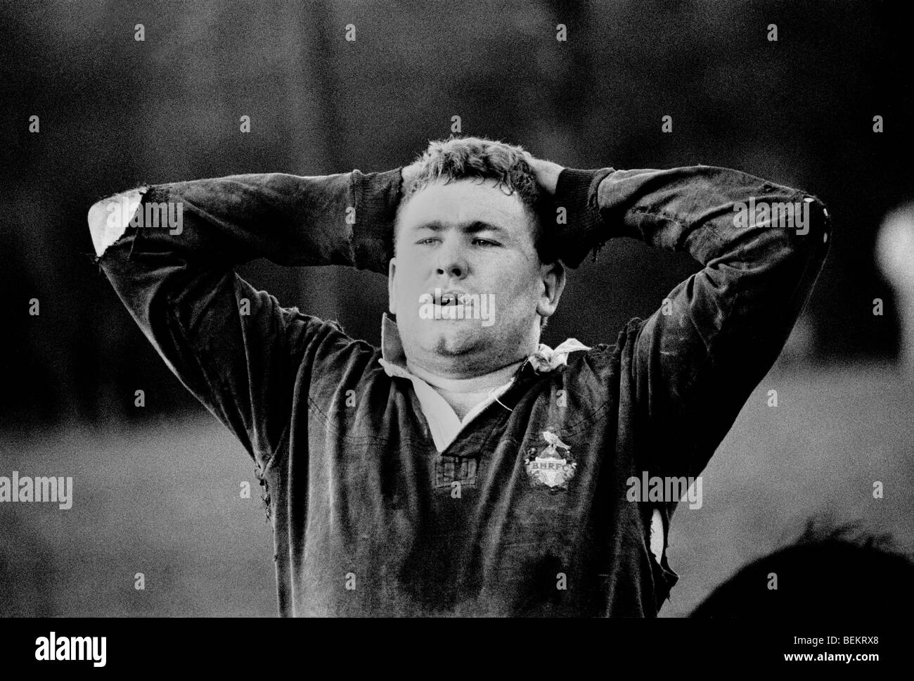 Rugby Player with Ripped Shirt, Burgess Hill, West Sussex, England ...