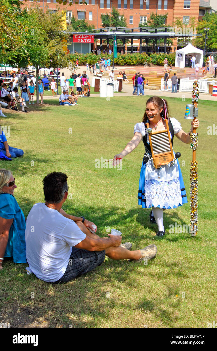 Female singer in German traditional costume at Oktoberfest in Addison ...