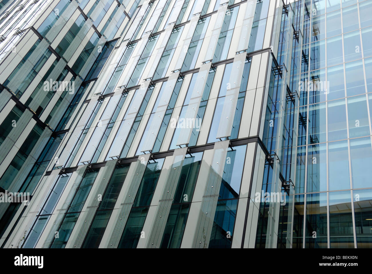 Exterior of glass office building in the Spinningfields district of ...