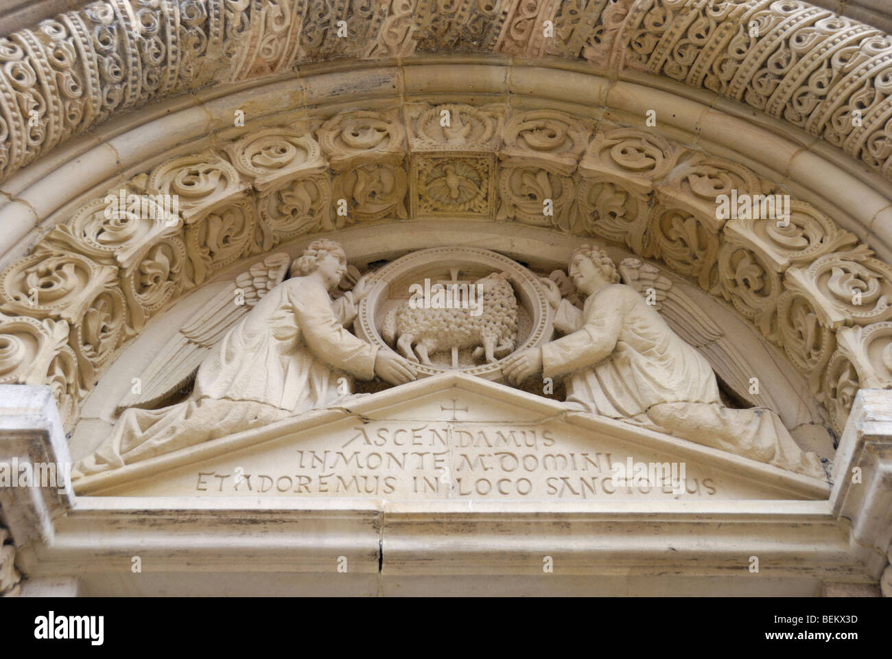 Carved stone relief above the entrance to the Church of St Mary's (AKA ...
