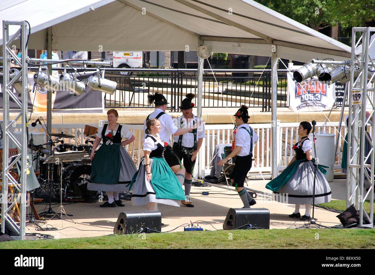 German folk dancing during the Oktoberfest in Addison, Texas, USA Stock ...