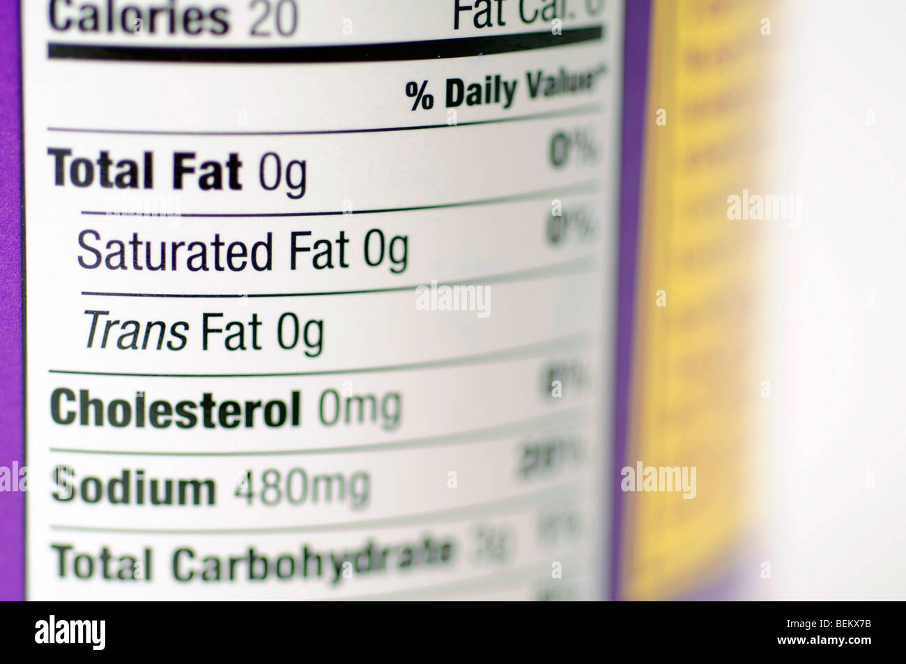 Total fat nutrition label hi-res stock photography and images - Alamy