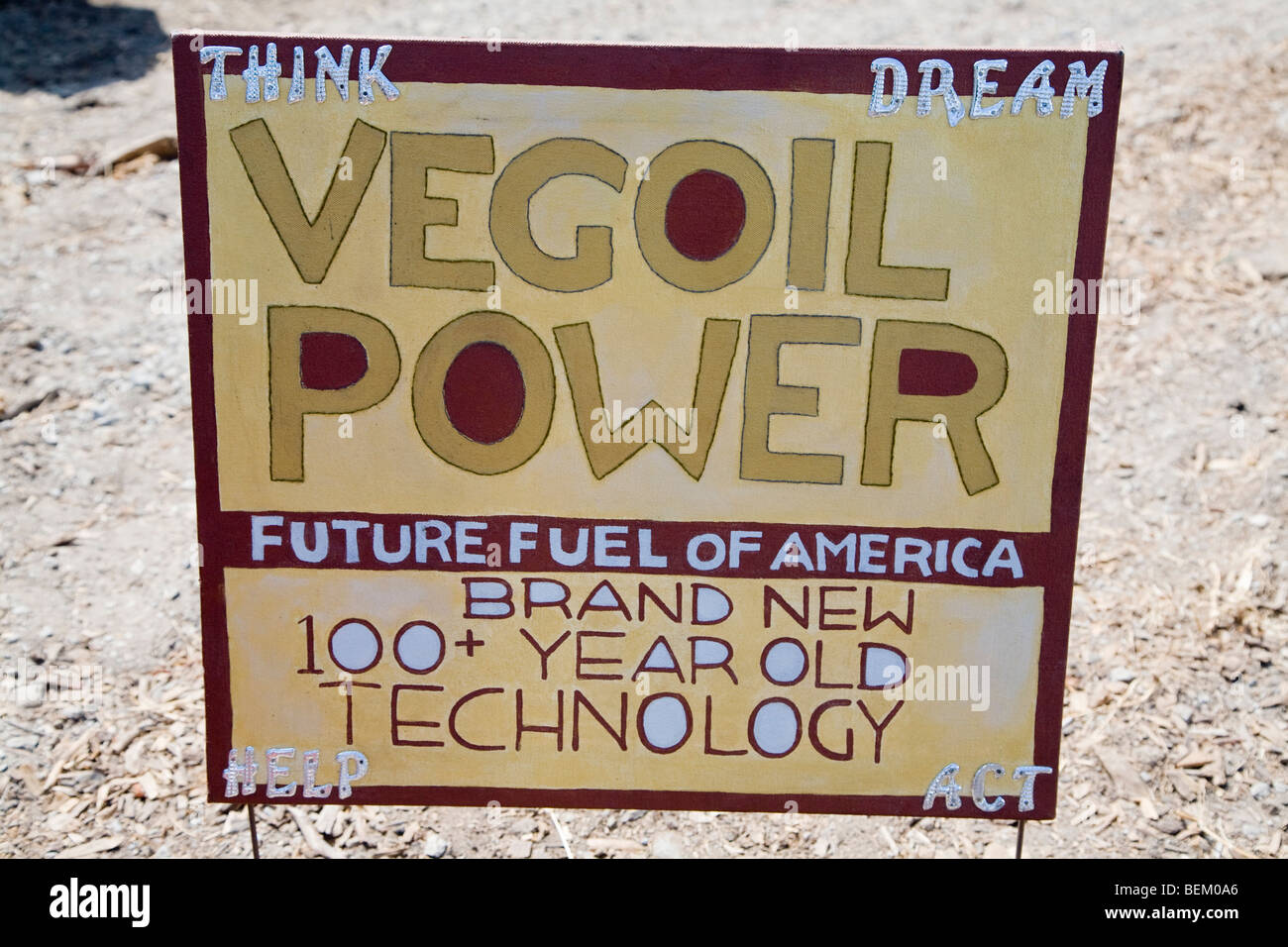 Sign promoting the use of vegetable oil as an alternative to fossil ...