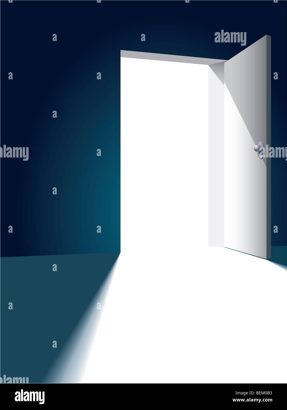 Open bright door opposite to dark wall Stock Photo - Alamy
