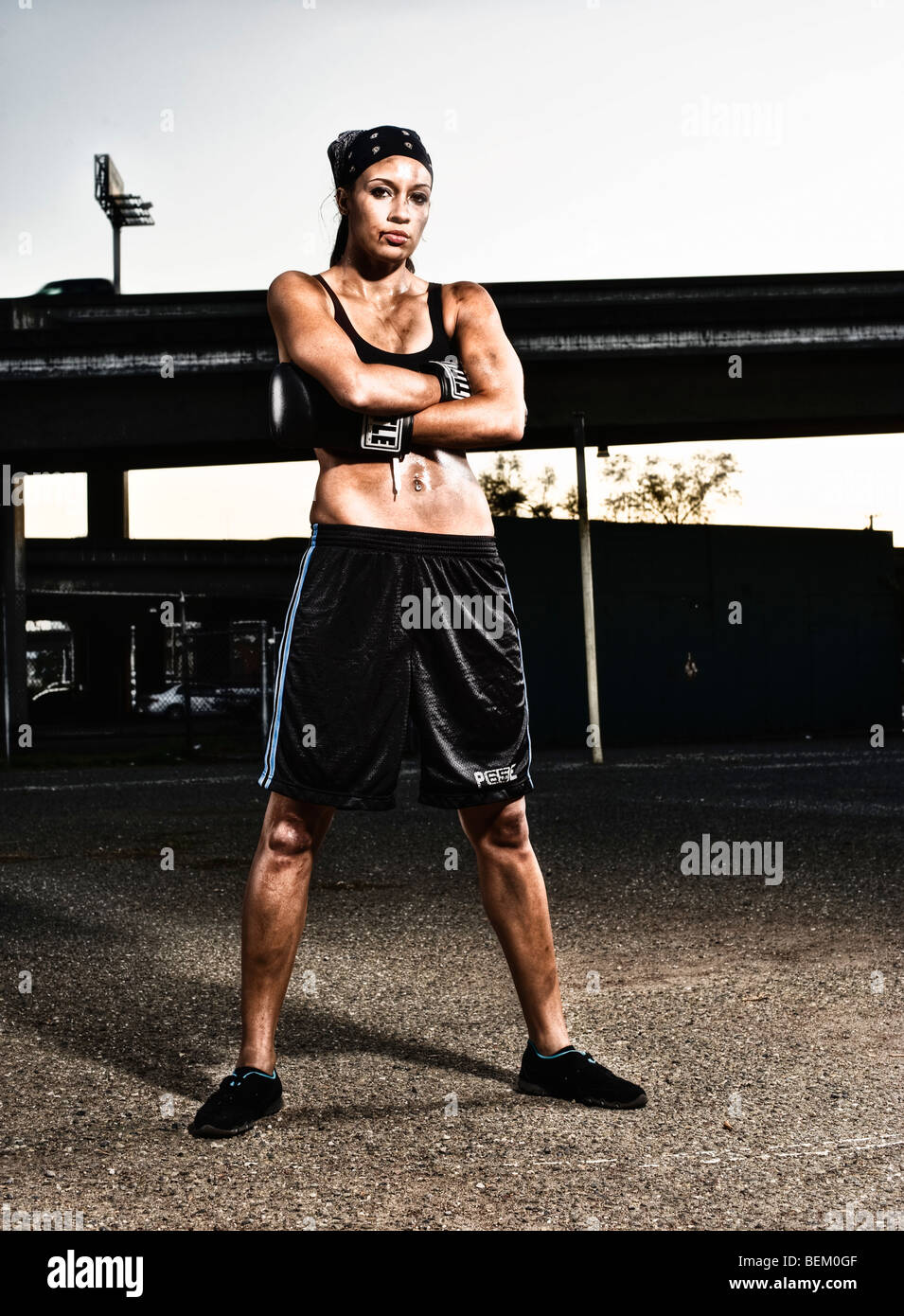 Female boxer in an urban setting Stock Photo - Alamy