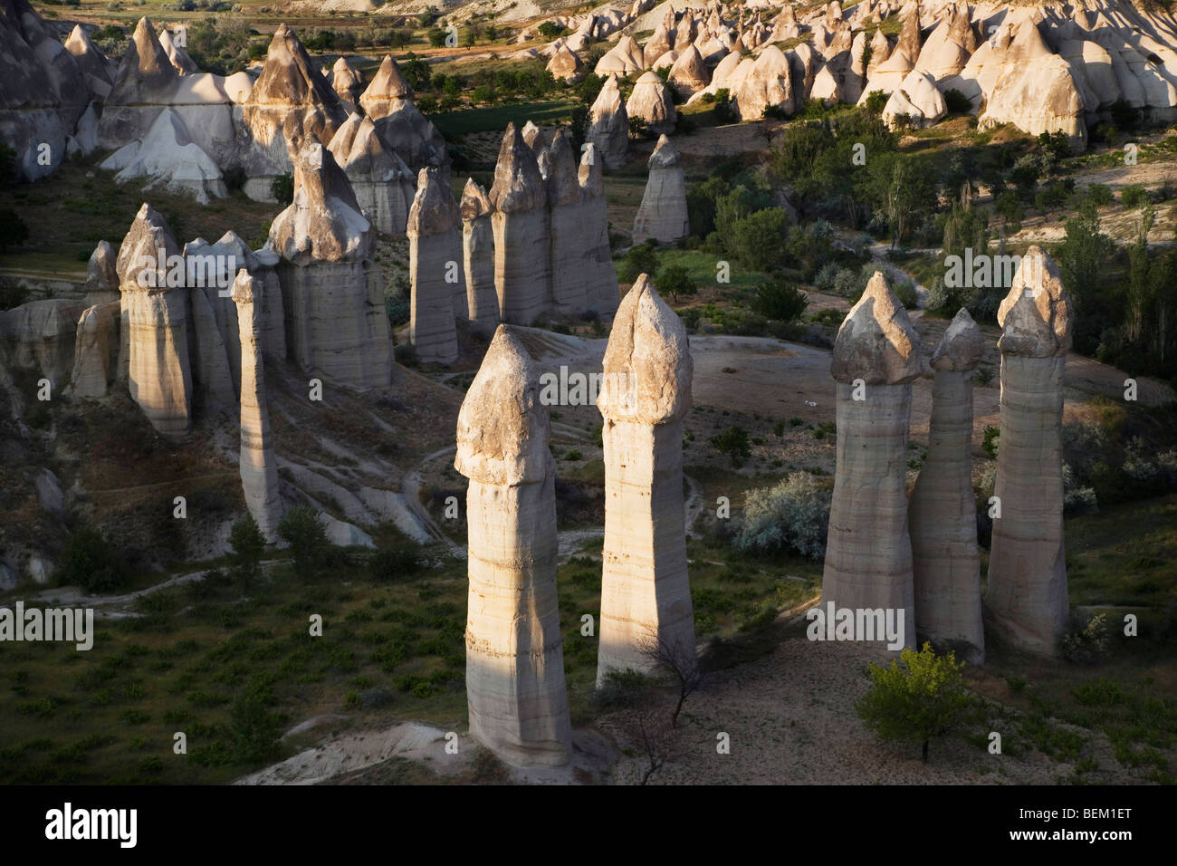 Fairy chimneys in the "Love valley" near Gï¿½reme, Cappadocia, Turkey ...