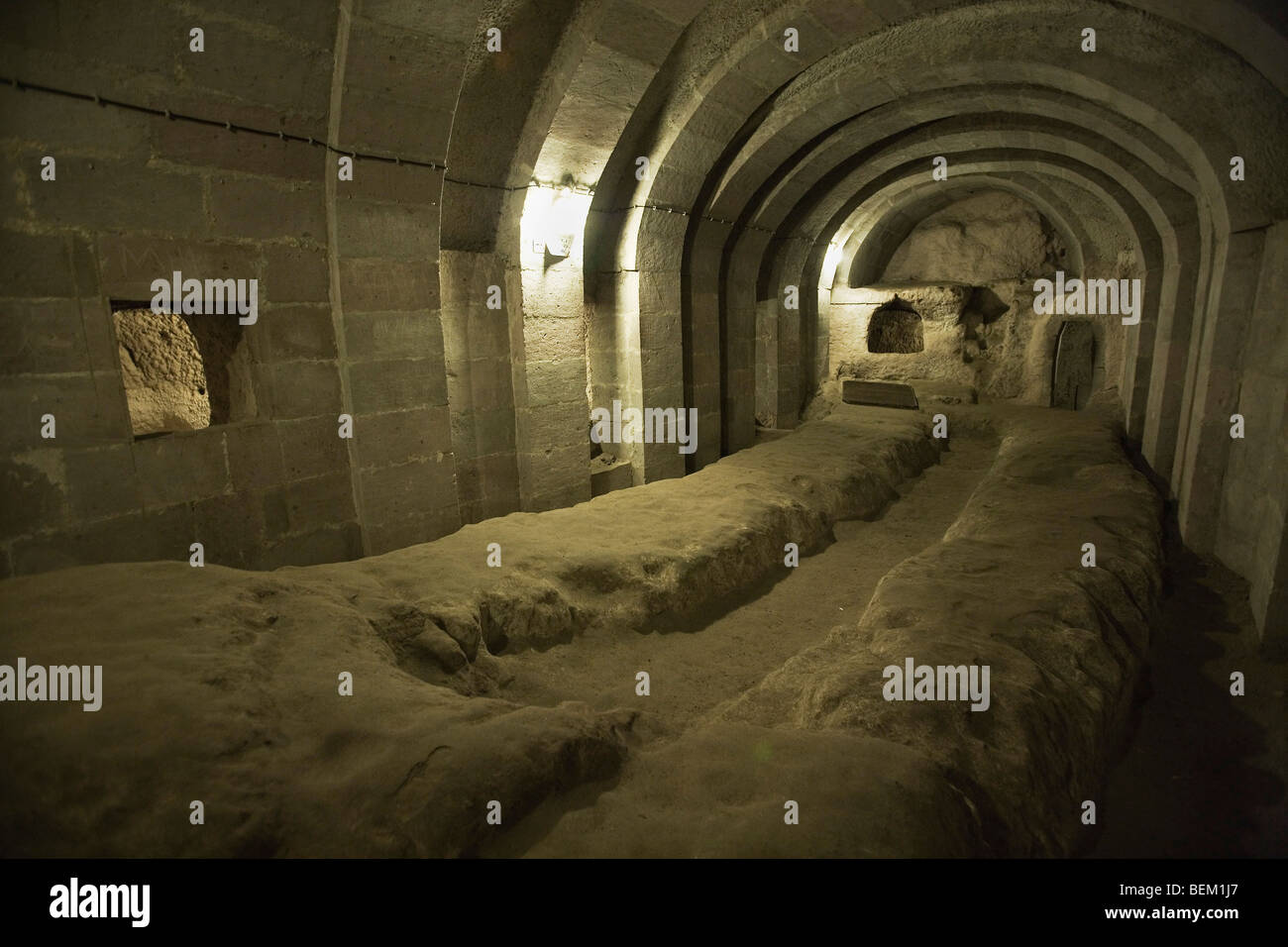 The underground city in Derinkuyu, Cappadocia, Turkey, Europe Stock ...
