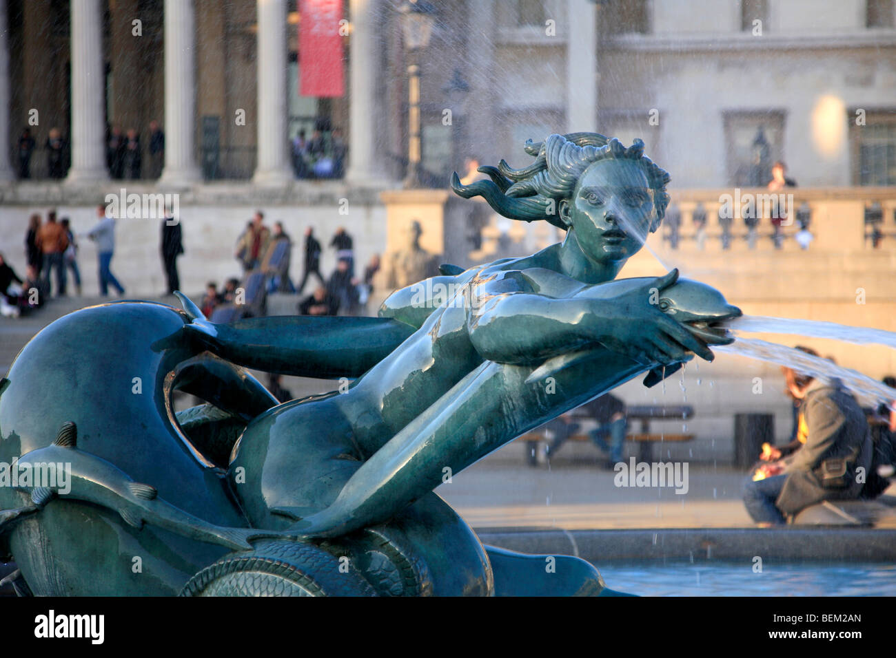 Trafalgar Square Water Fountains London Capital City of England UK ...