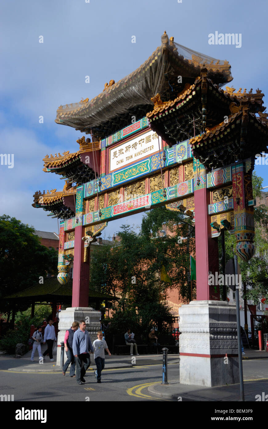 The Chinese Imperial Arch in Chinatown in Manchester, England, UK Stock ...