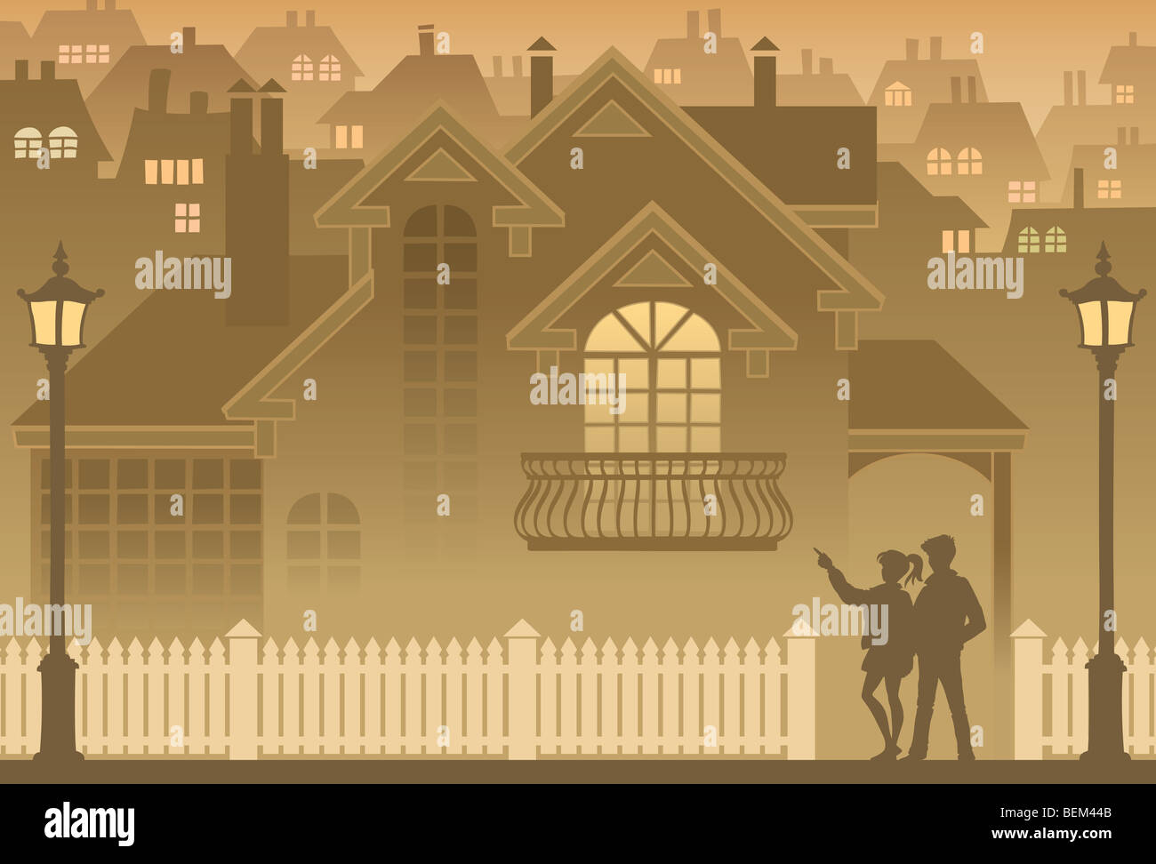 Two people are looking at their own home Stock Photo - Alamy