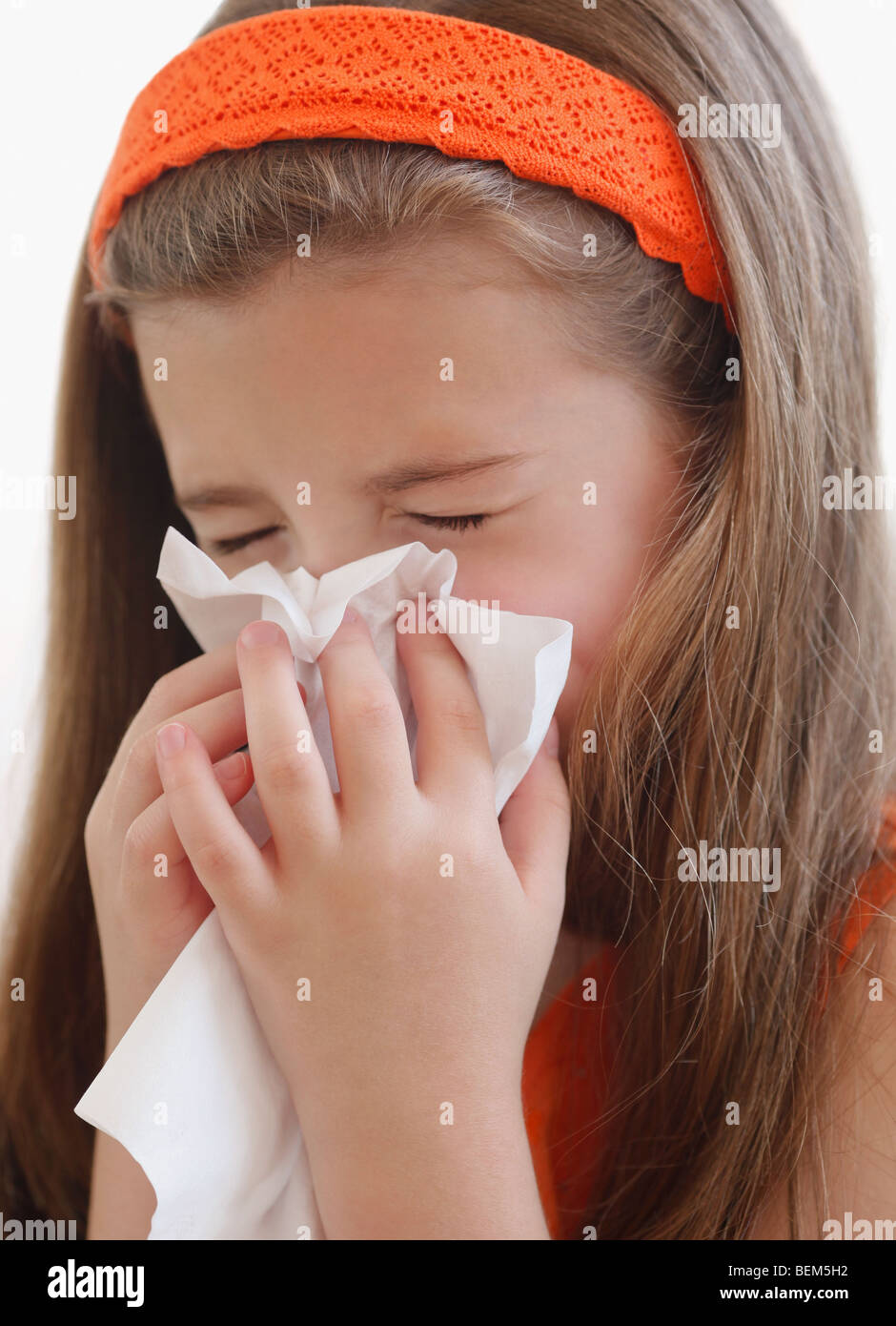 Child blowing nose Stock Photo - Alamy