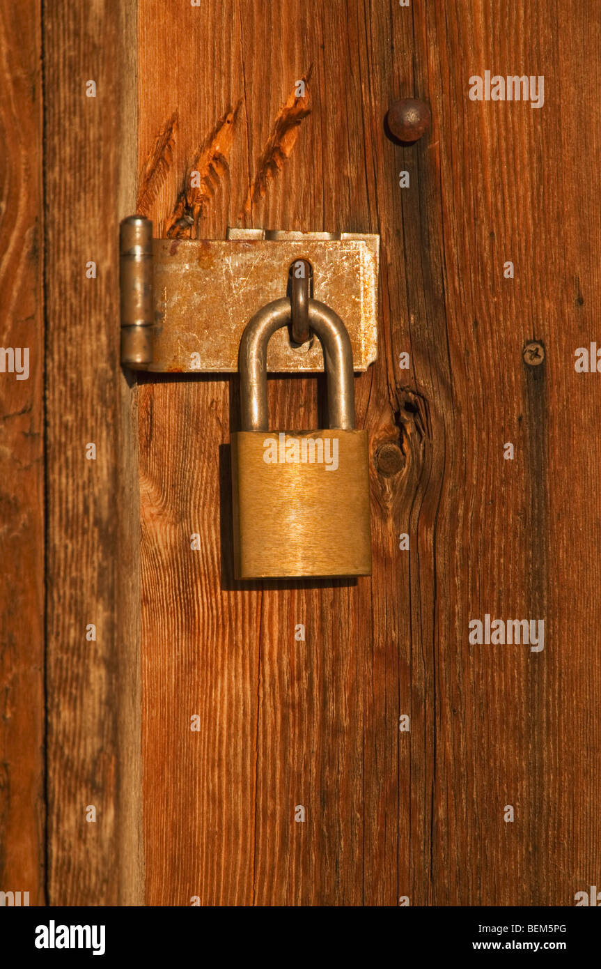 Lock on door Stock Photo - Alamy