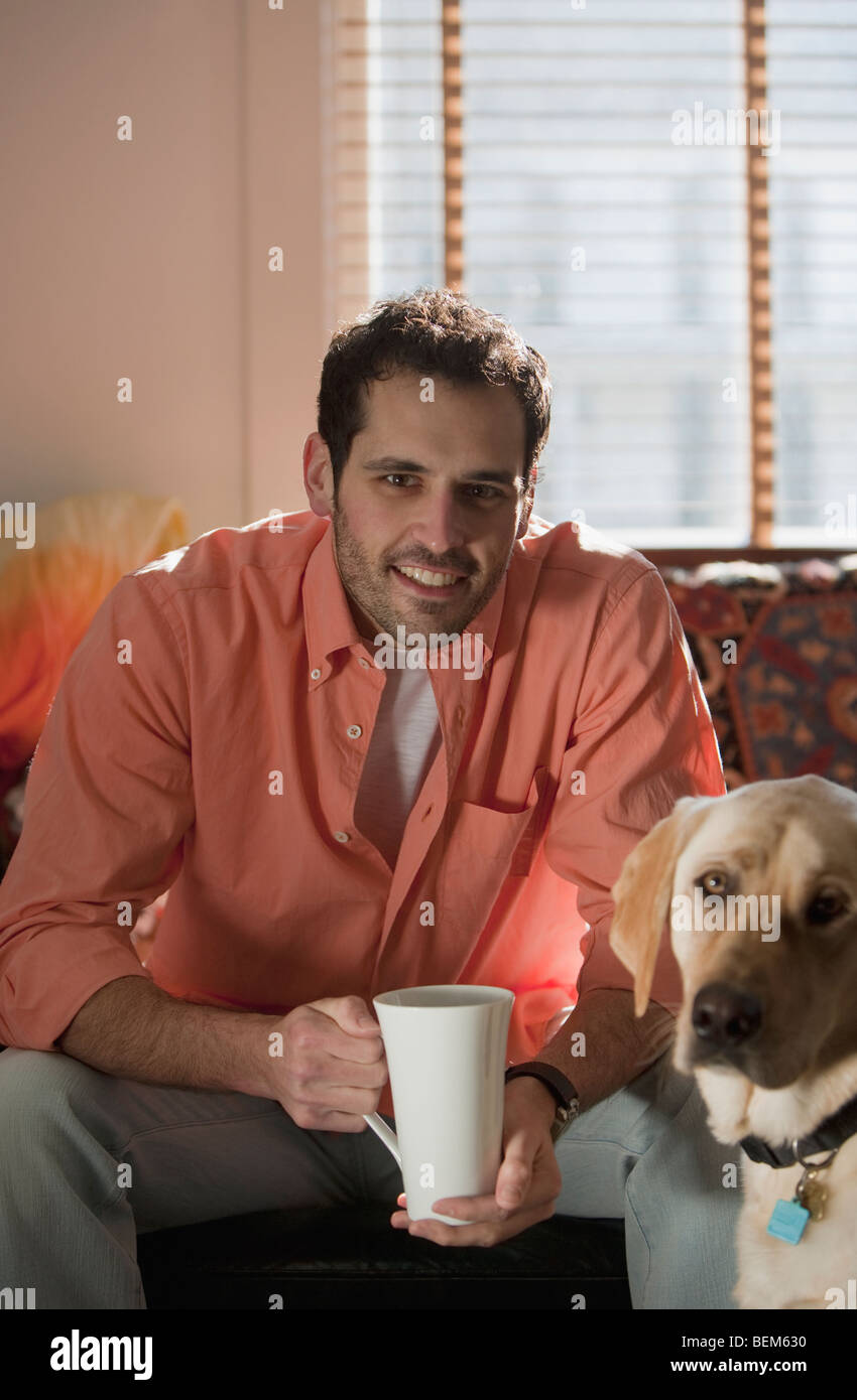 Man with dog Stock Photo - Alamy