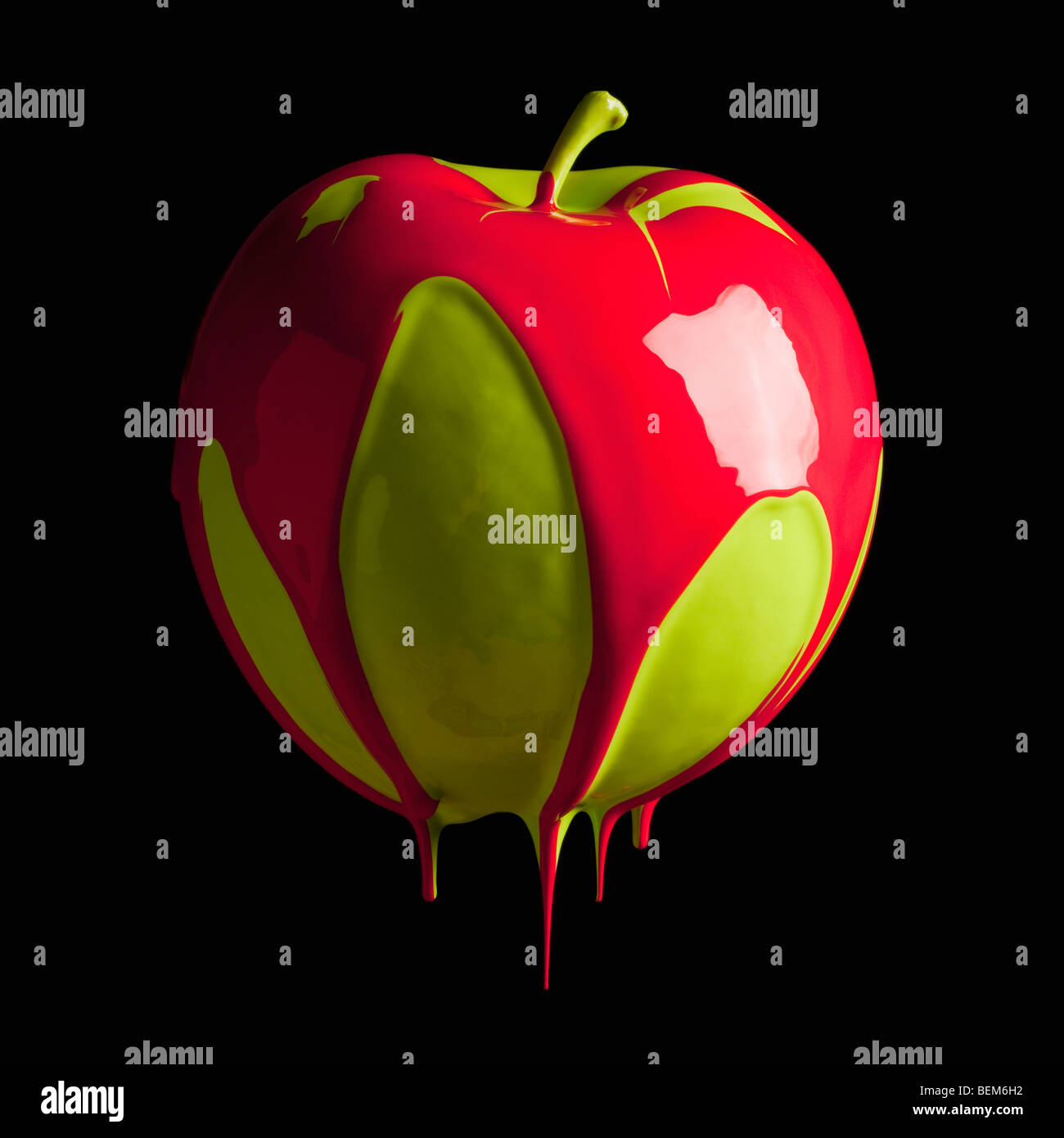 Apple dripping with color Stock Photo - Alamy