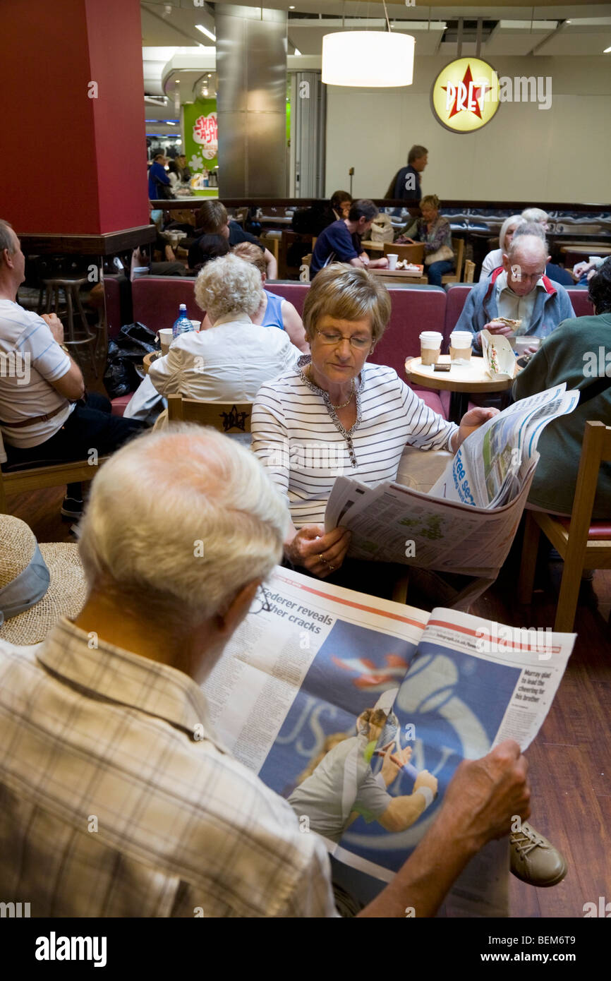 Inside Pret a Manger coffee bar; refreshment facilities for passengers ...