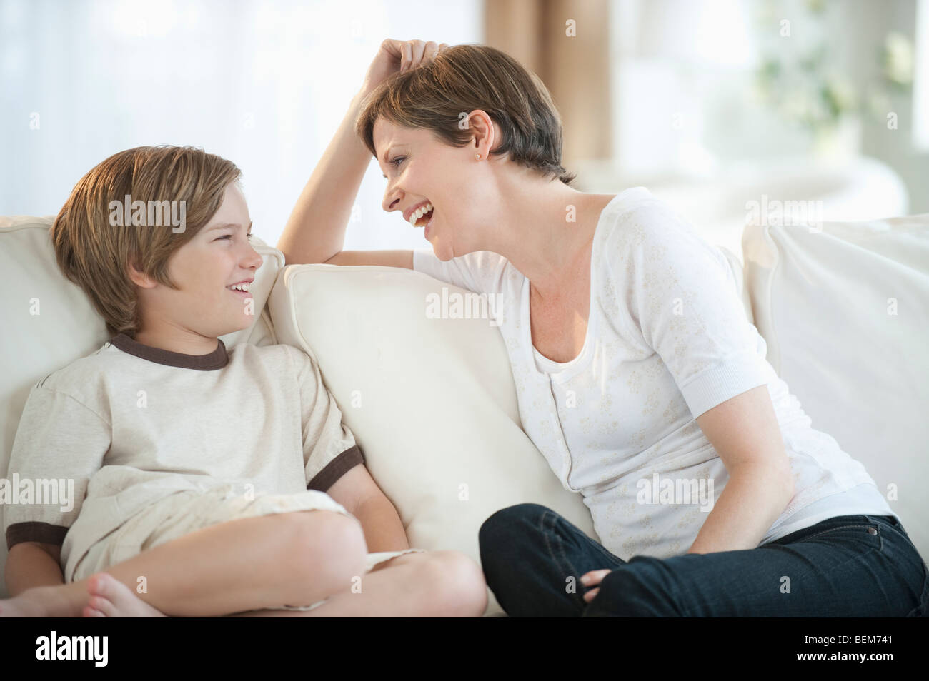 Mother talking with child Stock Photo - Alamy