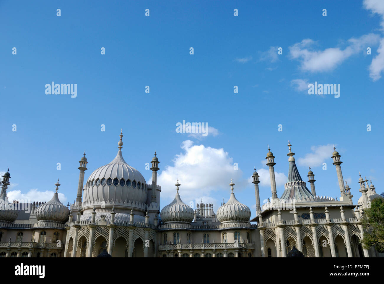 Panoramic view of the Royal Pavilion, Brighton, East Sussex, England ...